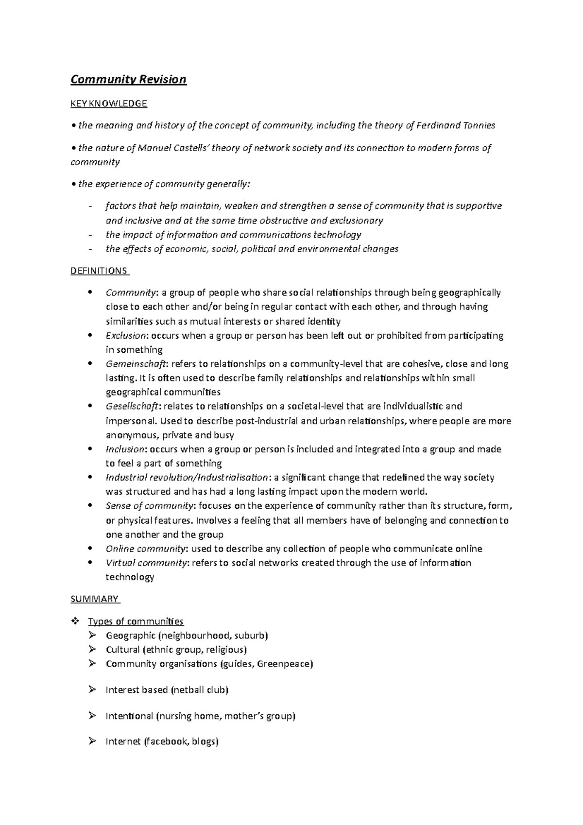 VCE Unit 4 AOS 1 : Community Revision Notes - Community Revision KEY ...