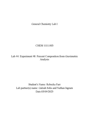 Pre-lab 9 - General Chemistry I Pre-Lab Notes - CHEM 1111 - Studocu