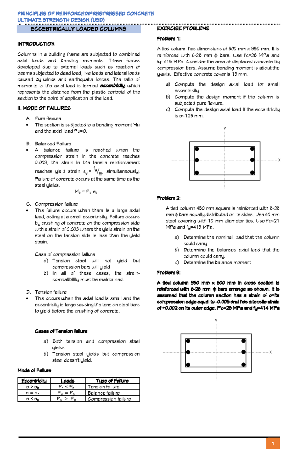 Rcd Lecture Note 8 Eccentrically Loaded Columns Pdf Principles Of Reinforcedprestressed