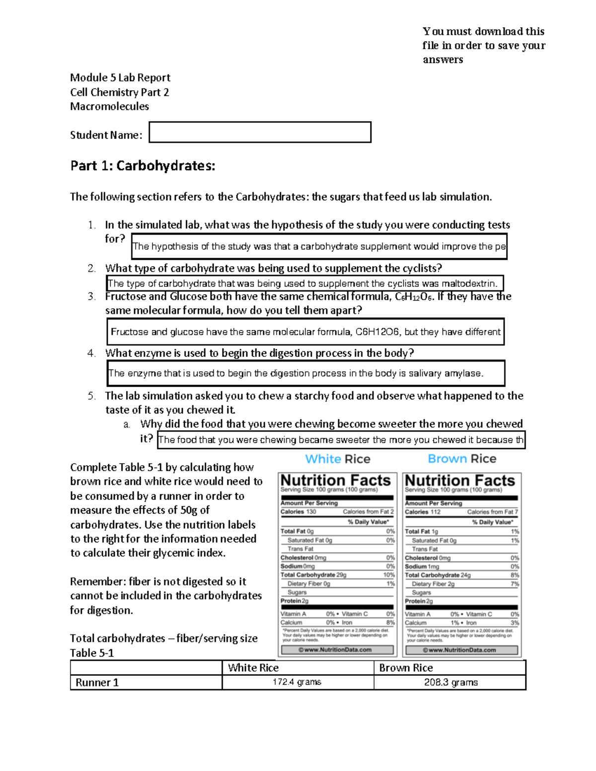 1biolab Download Attachment - Module 5 Lab Report Cell Chemistry Part 2 ...