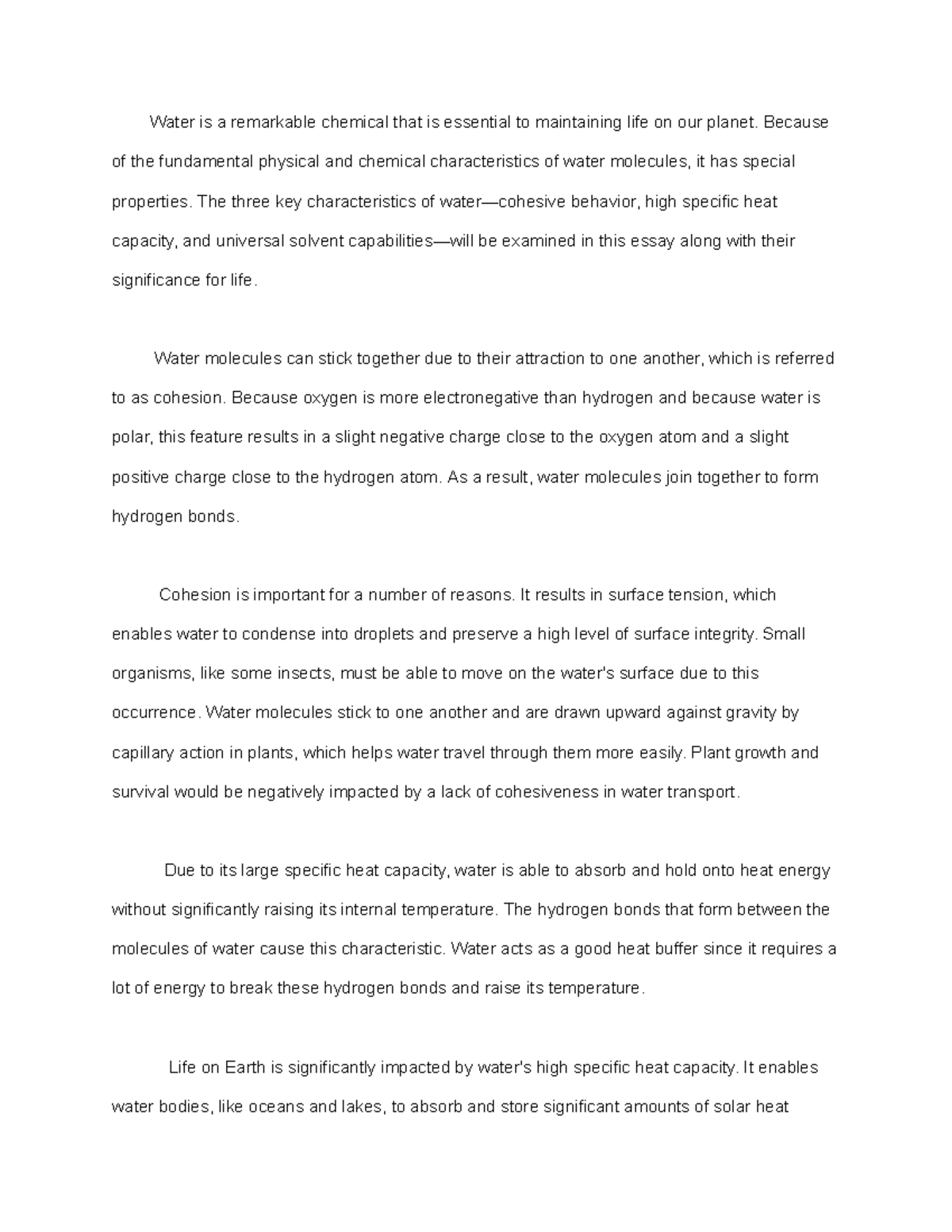 Properties of water - Water is a remarkable chemical that is essential ...