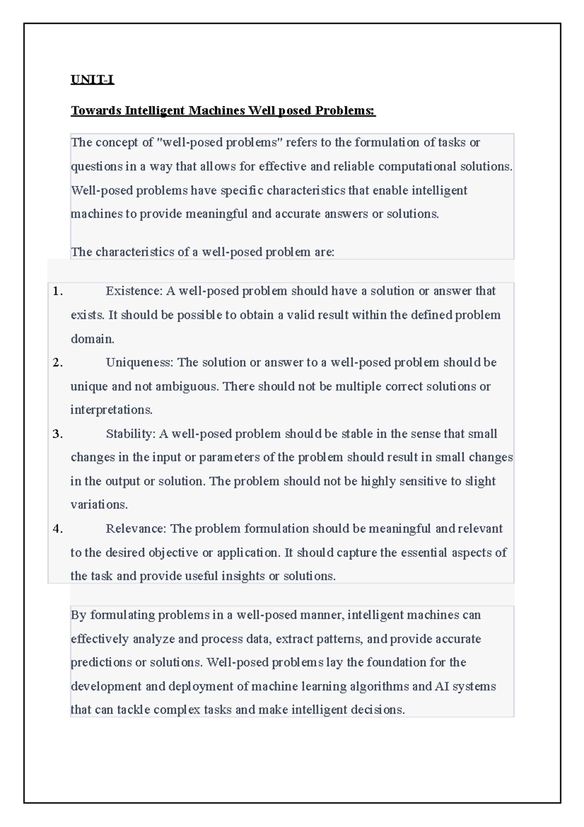 Machinelearning notes - UNIT-I Towards Intelligent Machines Well posed ...