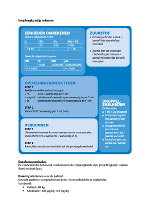 Formuleblad verpleegkundig rekenen - . x ..)/ ml =? Vocht en voeding ...