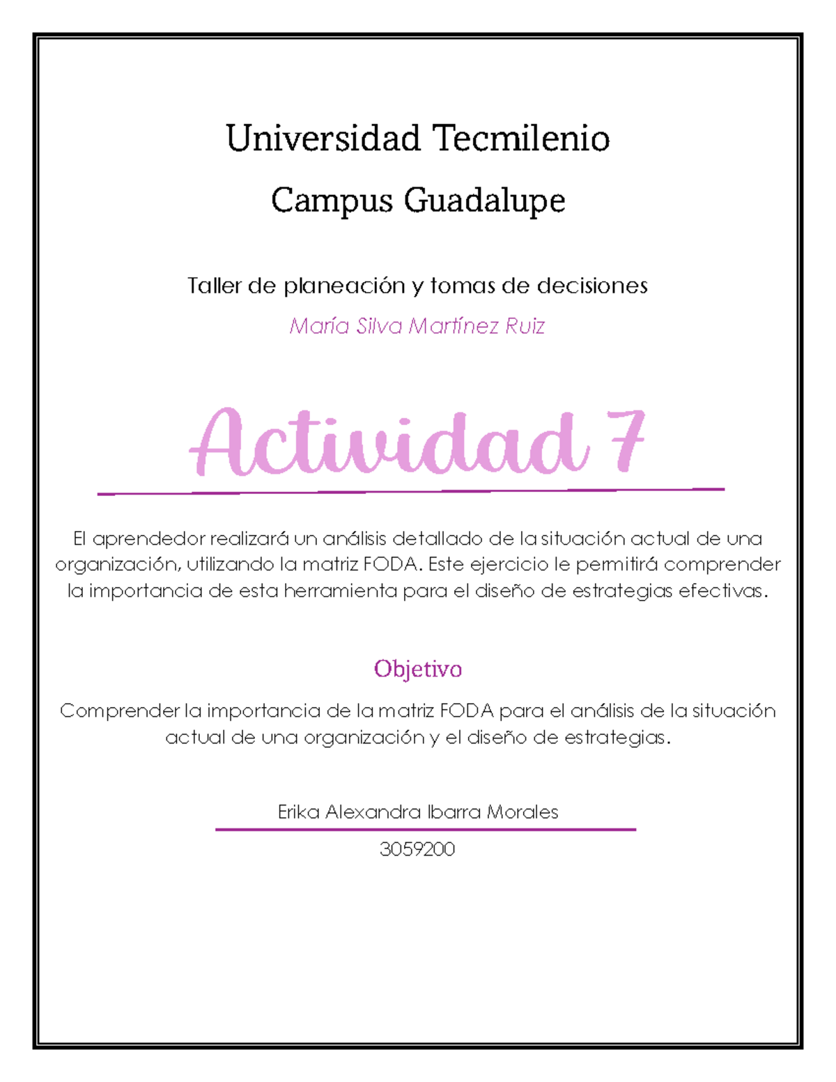 ACT 7 TPTD EAIM - Practicas - Universidad Tecmilenio Campus Guadalupe ...