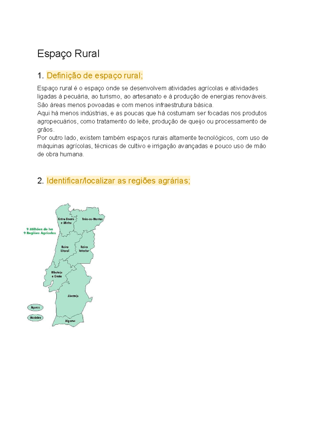 Espaço Rural - Definição de espaço rural; Espaço rural é o espaço onde ...