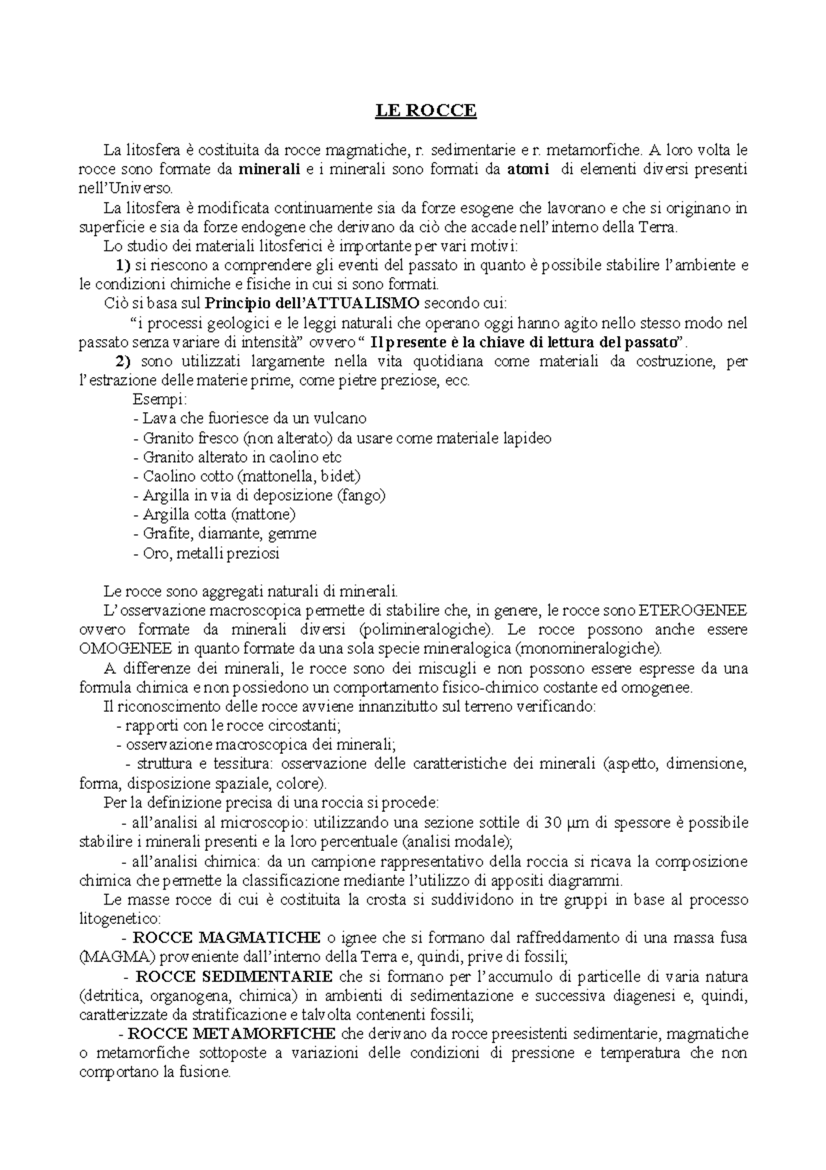 Le rocce magmatiche e sedimentarie - LE ROCCE La litosfera è costituita ...