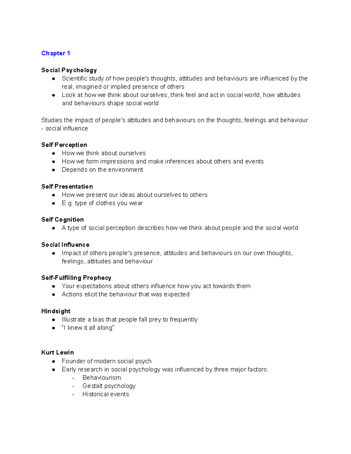 Social psychology textbook notes - Chapter 1 Social Psychology ...