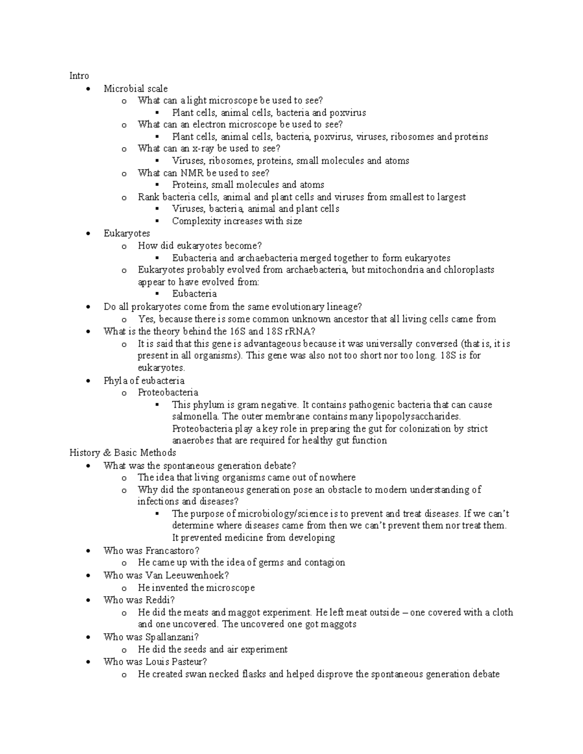 Micro Notes - lecture - Intro - Microbial scale o What can a light ...