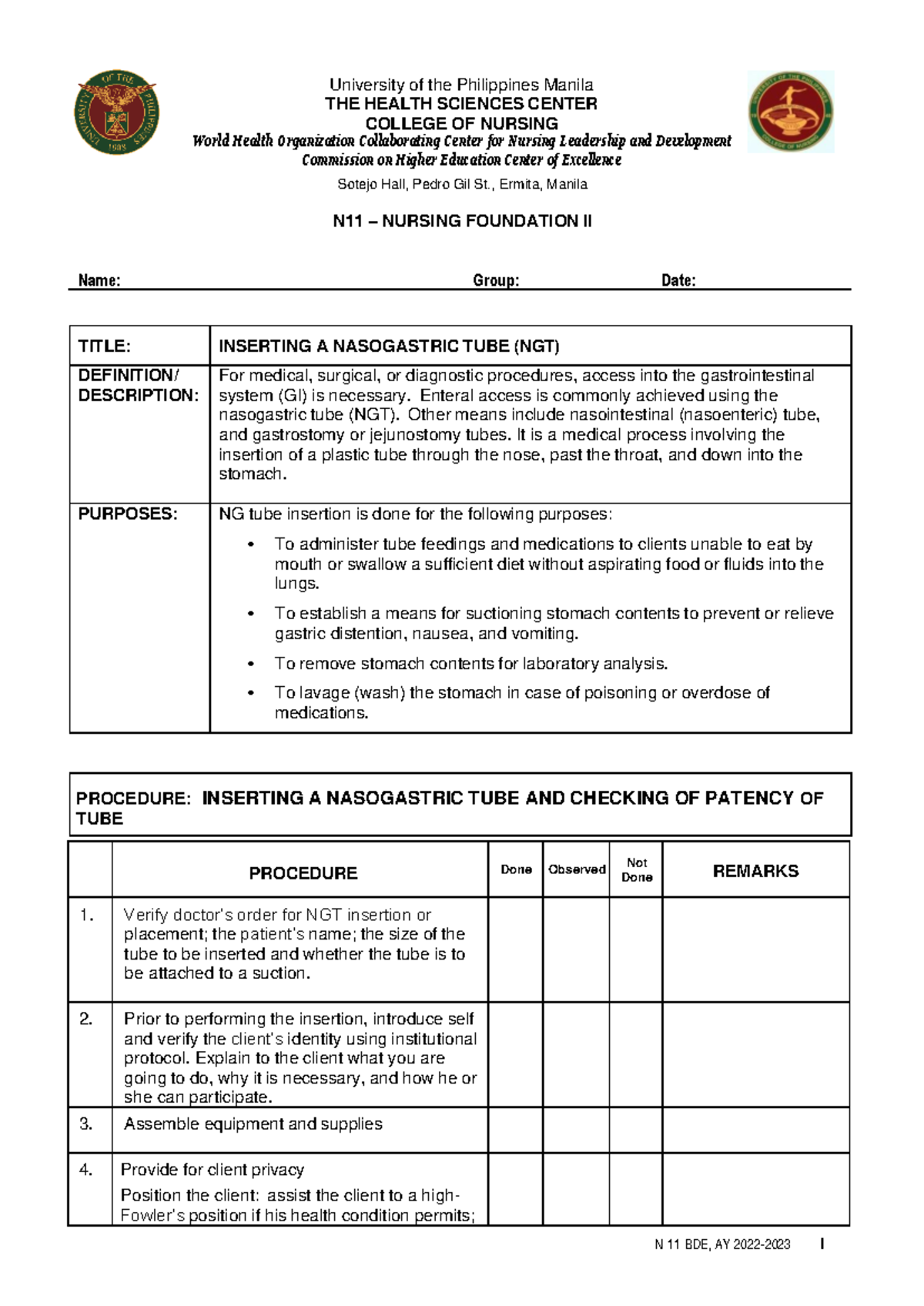 PC Enteral Access Devices - University of the Philippines Manila THE ...