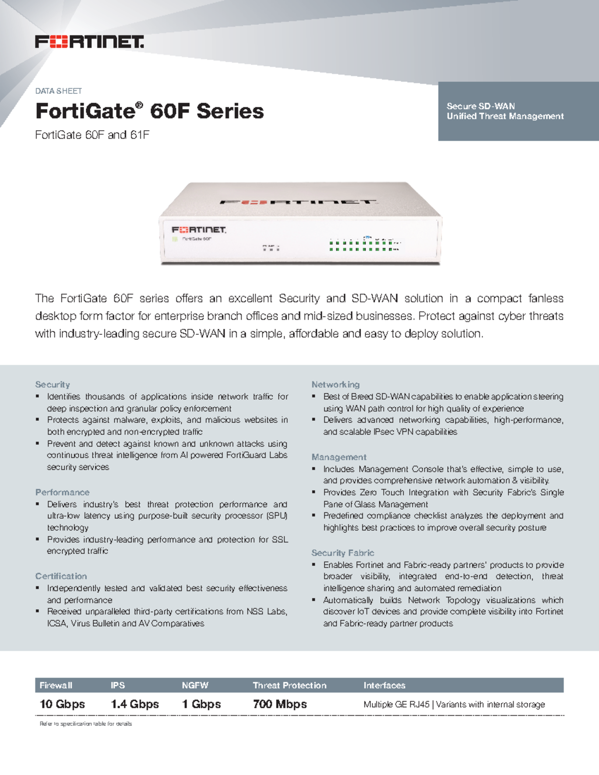 Fg-60f-series - Redes y seguridad - DATA SHEET FortiGate ® 60F Series ...