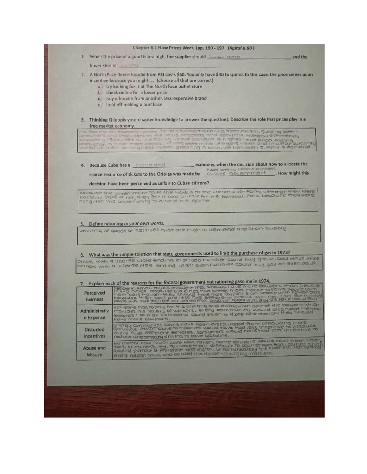 Chapter 6.1 textbook answers - Chapter 6 How Prices Work (pp. Digital p ...