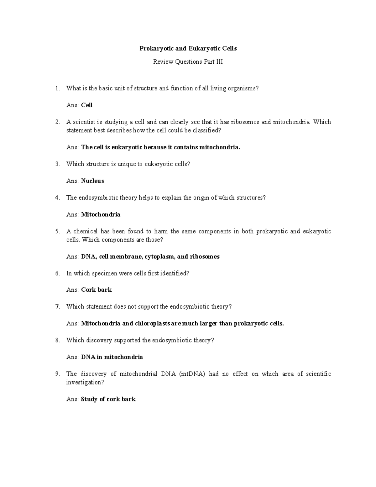 Prokaryotic and Eukaryotic Cells Part 3 - Prokaryotic and Eukaryotic ...