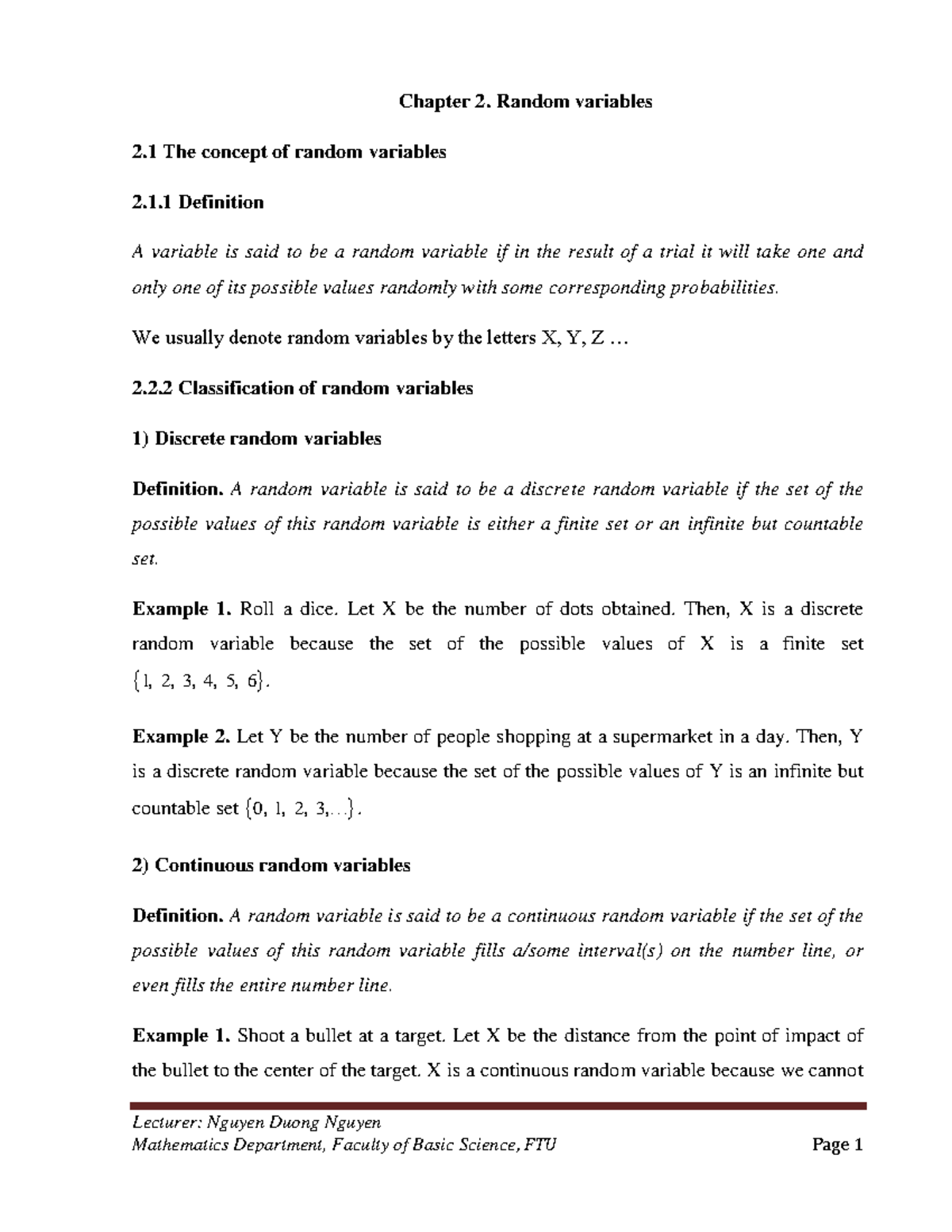 Xstke Chapter 2 - ####### Lecturer: Nguyen Duong Nguyen Chapter 2 ...