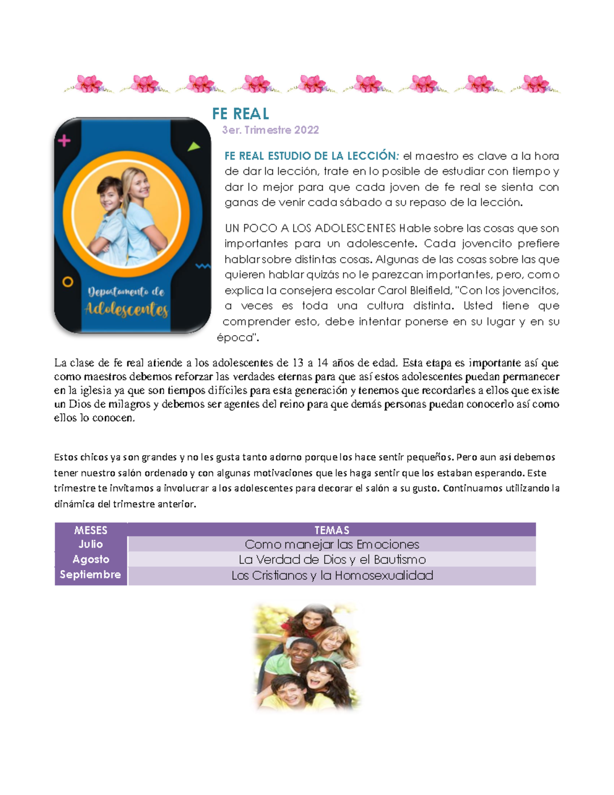 GUIA FE REAL 3ER T-2022 - Generalmente puede empezar después del ...