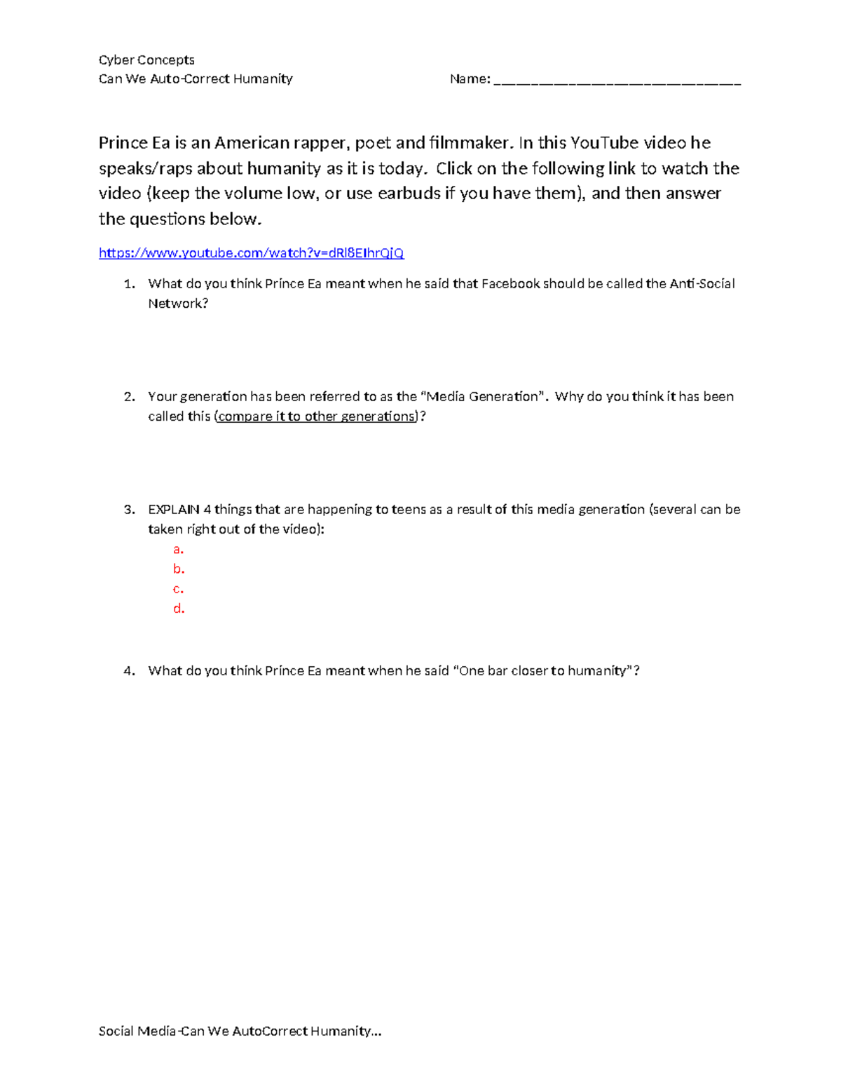 Can We Auto-Correct Humanity - Prince Ea Video and Responses-1 - Cyber ...