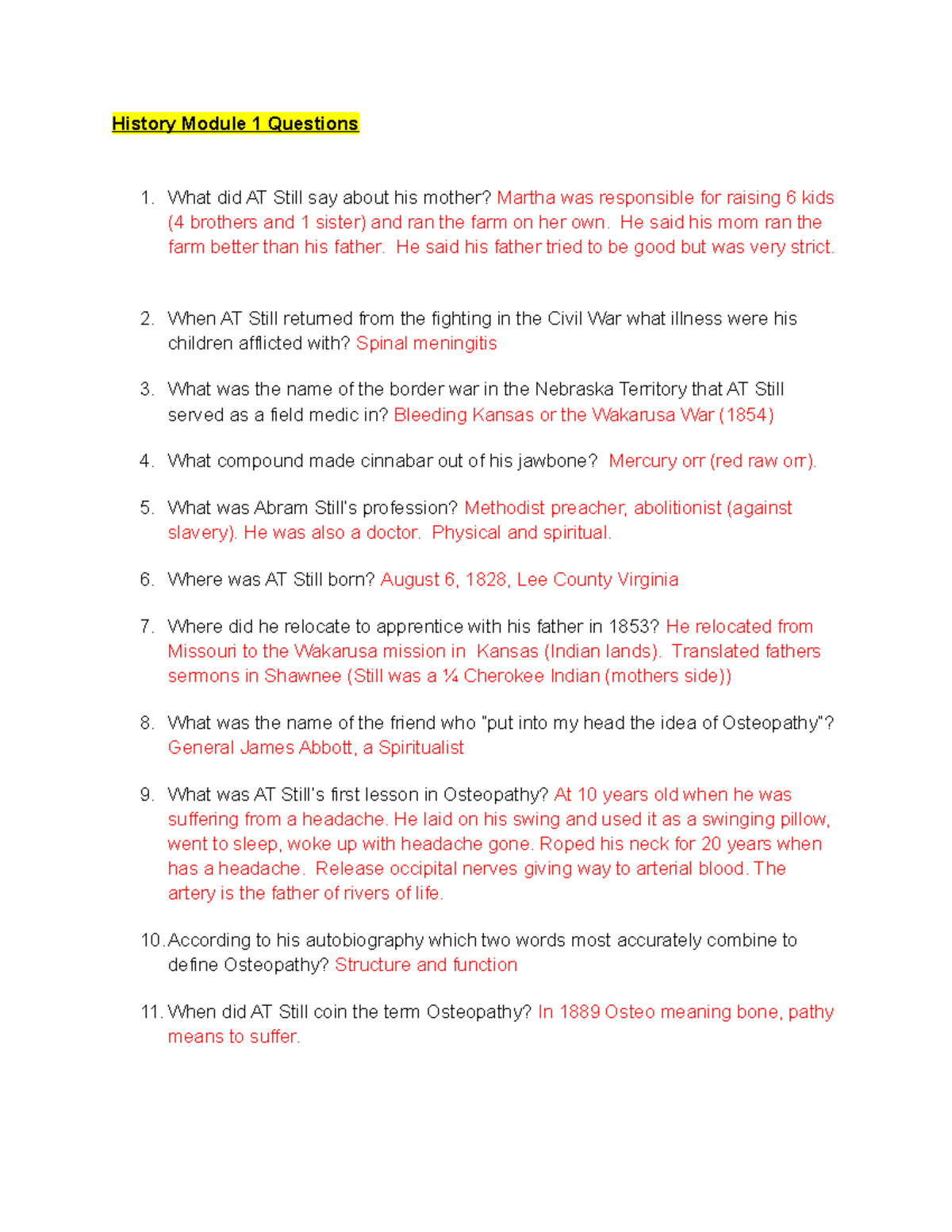 Year 1 - History Questions - History Module 1 Questions What did AT ...