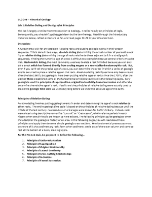 Lab5 Sand Lab Discussion - GLG 20 0: Historical Geology Lab 5 : What ...
