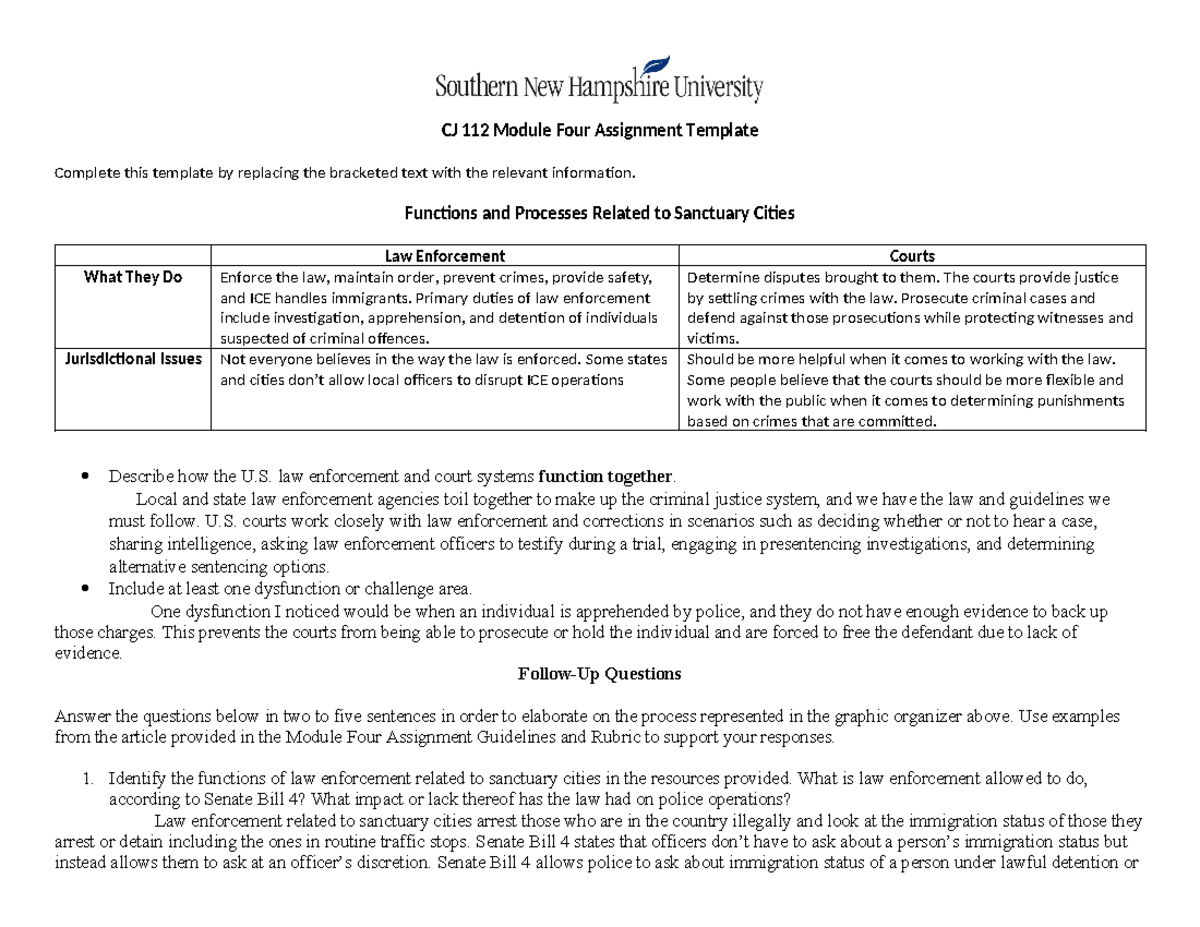 CJ 112 Module Four Assignment Template - CJ 112 Module Four Assignment ...