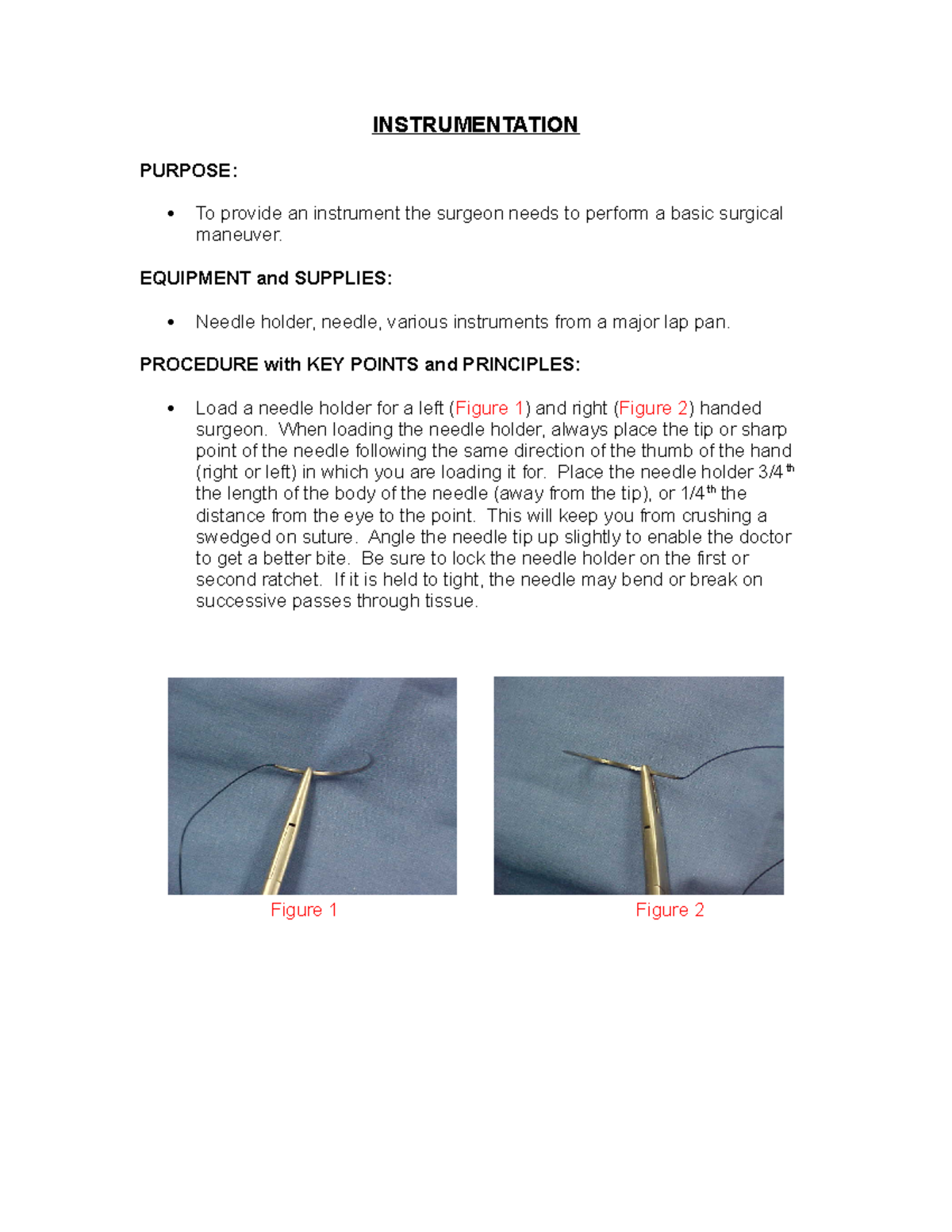 Instrumentation for the surgical technologist - INSTRUMENTATION PURPOSE ...