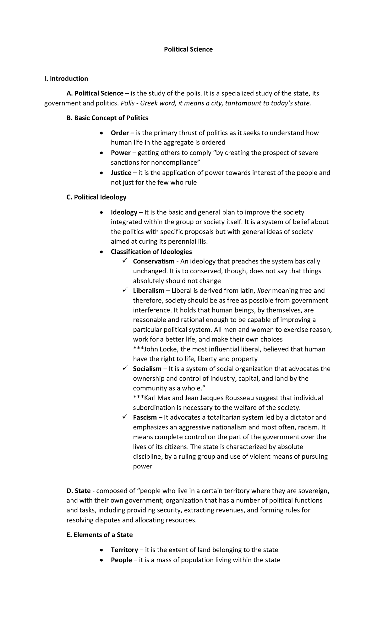 Political Science Introduction to Politics Characteristics and Nature ...