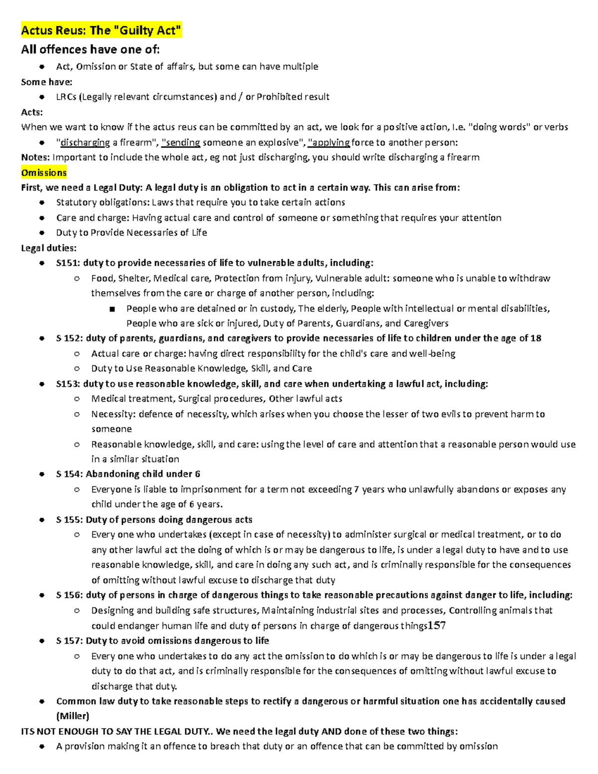 Crimes Cheatsheet - Actus Reus: The "Guilty Act" All offences have one ...