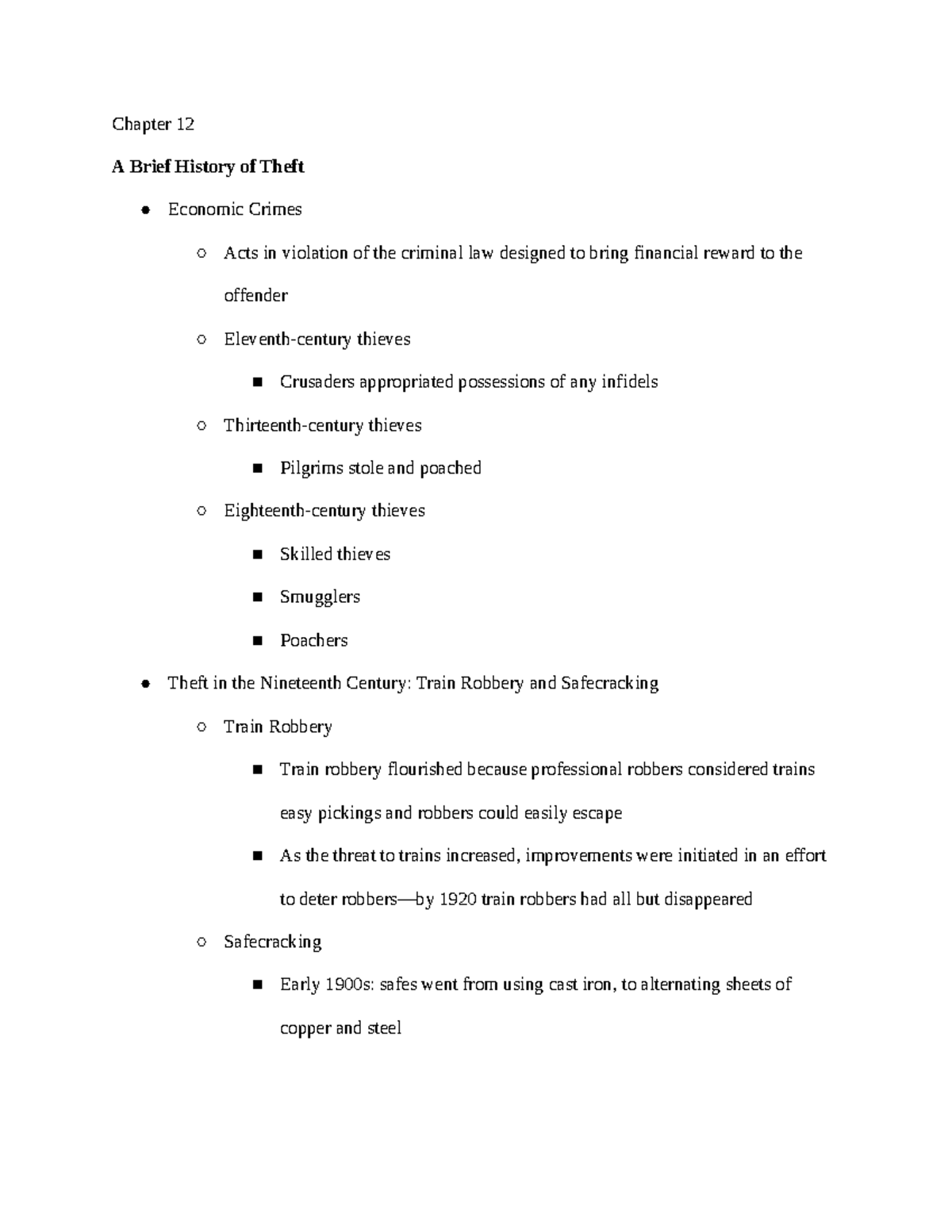 Chapter 12 Property Crime - Chapter 12 A Brief History of Theft ...