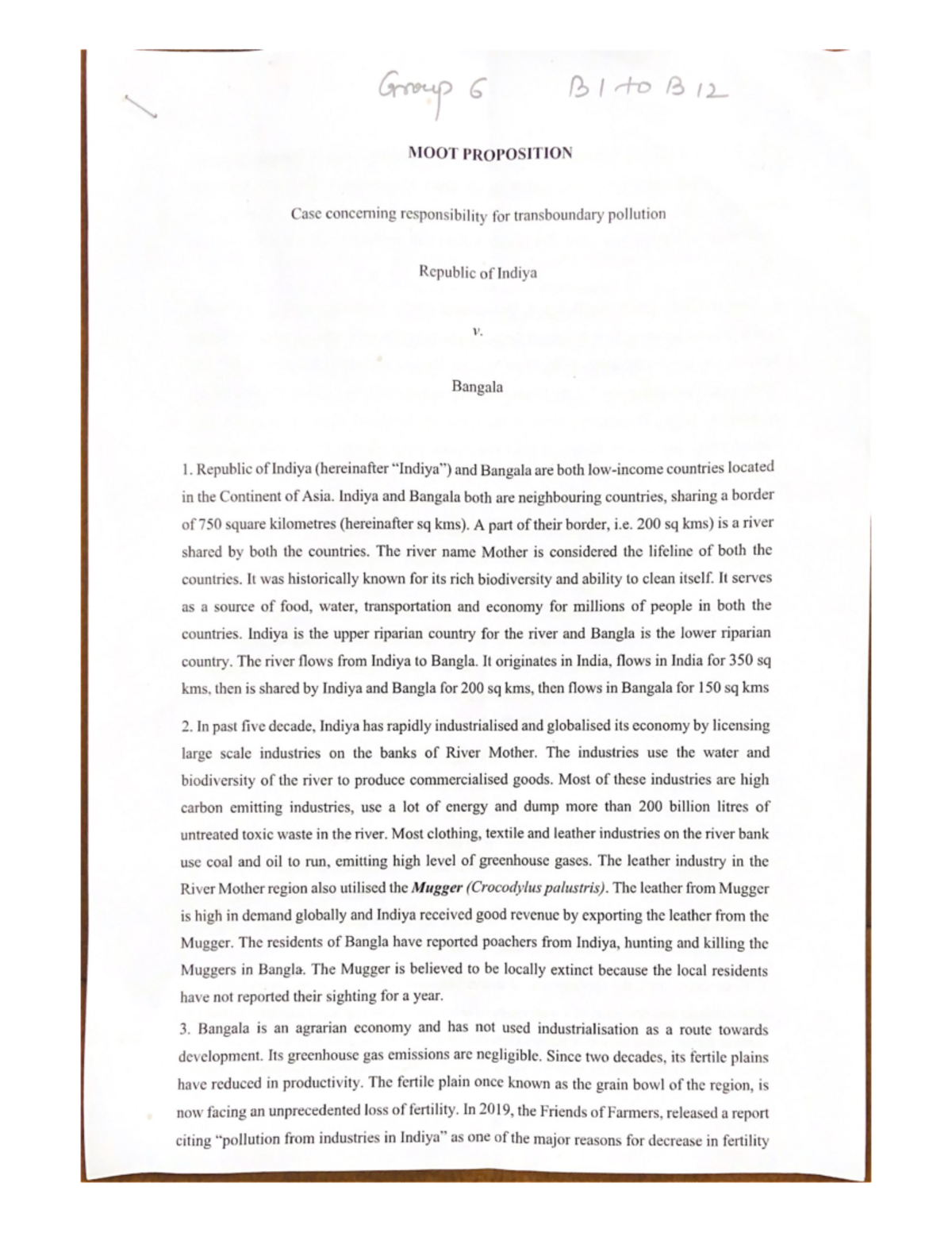 MOOT Proposition - Educational purpose only - Bachelor's in law(llb ...