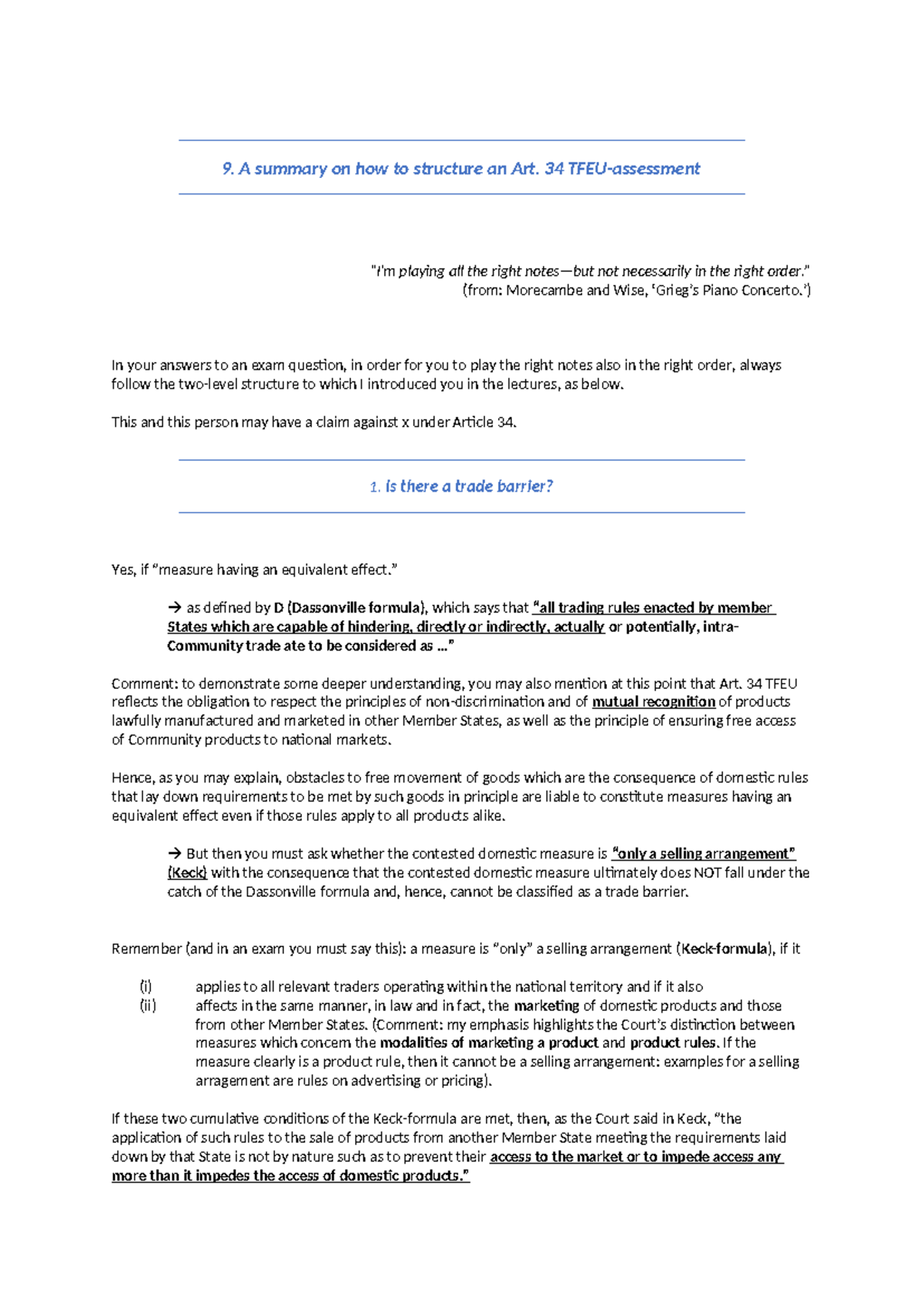 PQ Cheat Sheets on workers and FMG - 9. A summary on how to structure ...