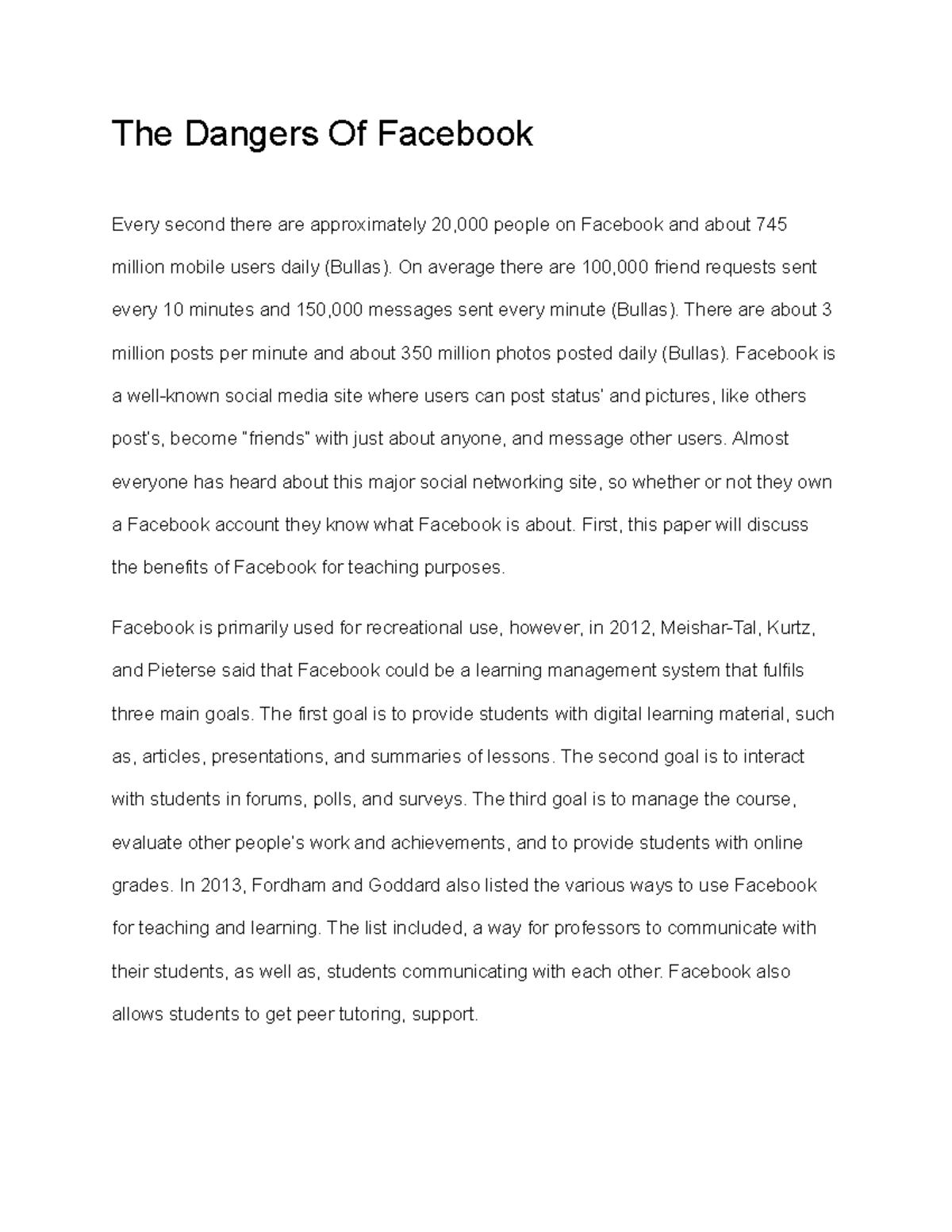 The Dangers Of Facebook - The Dangers Of Facebook Every second there ...