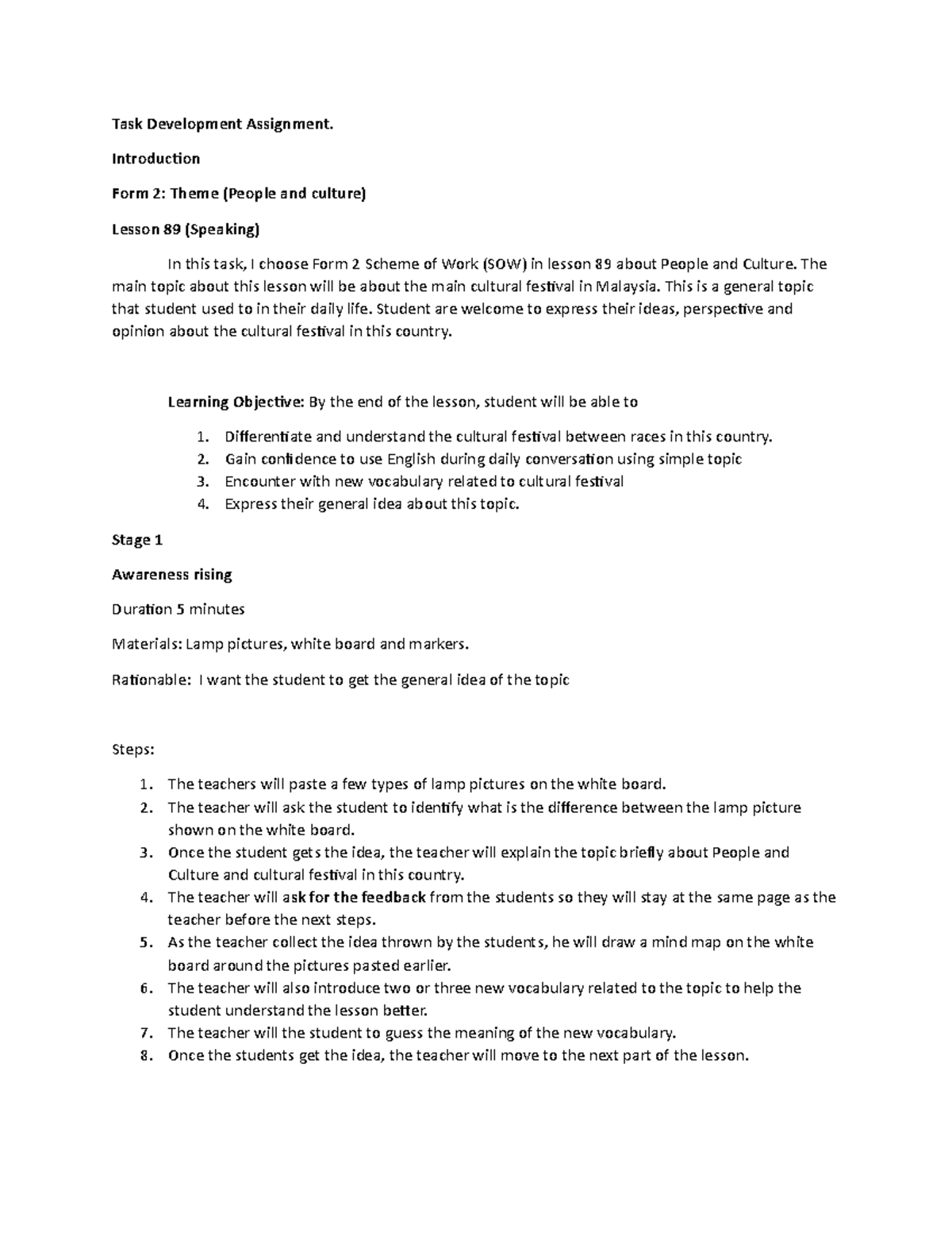 Task Development 551 2 - Speaking assessment - Task Development ...