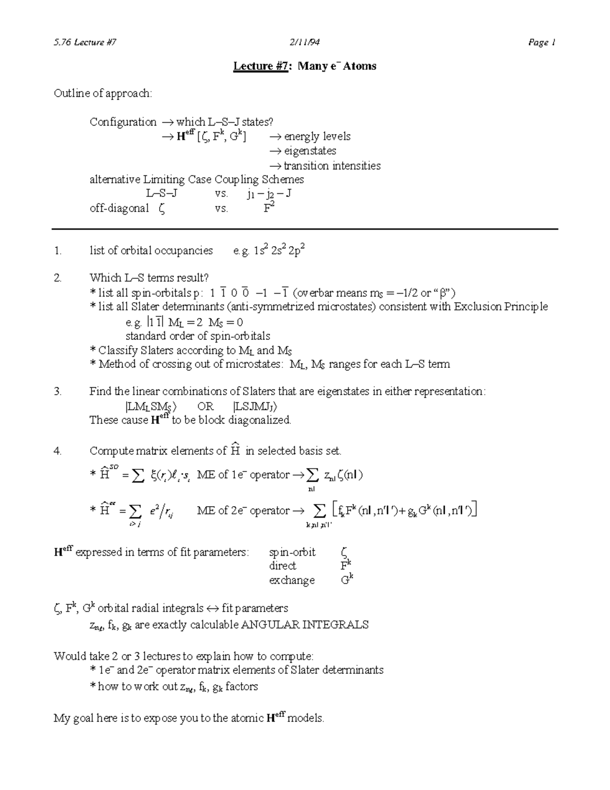 Lec7 - lecture 7 notes with formulas and math examples of Molecular ...