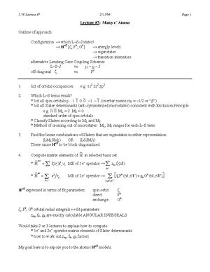 Lec6 - lecture 6 notes with formulas and math examples of Molecular ...