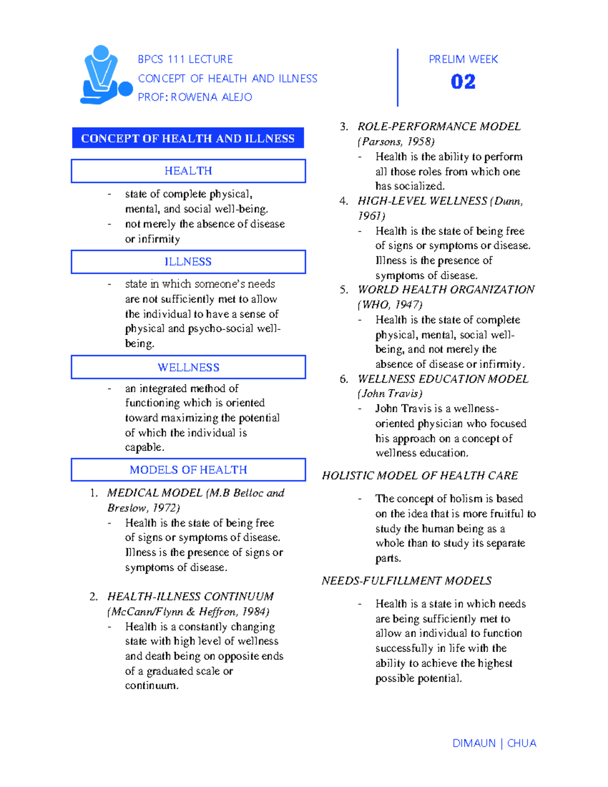 02 Concept of Health and Illness - CONCEPT OF HEALTH AND ILLNESS 02 ...