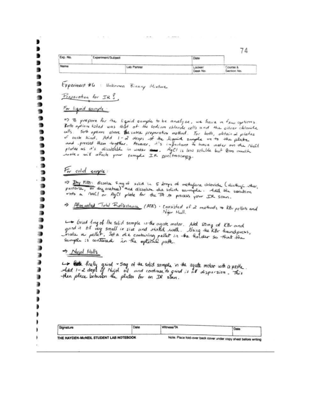 Pre-Lab 6 B - Unknown Binary Mixture. - CHEM 225.LB - Studocu
