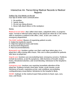 [Solved] Medical Transcriptionists use medical language and editing ...