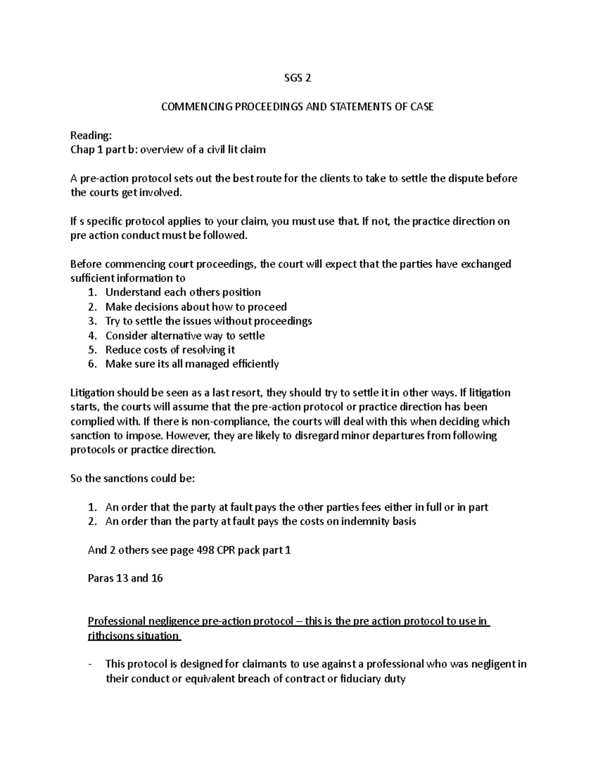 SGS 2 Civil Litigation - SGS 2 COMMENCING PROCEEDINGS AND STATEMENTS OF ...