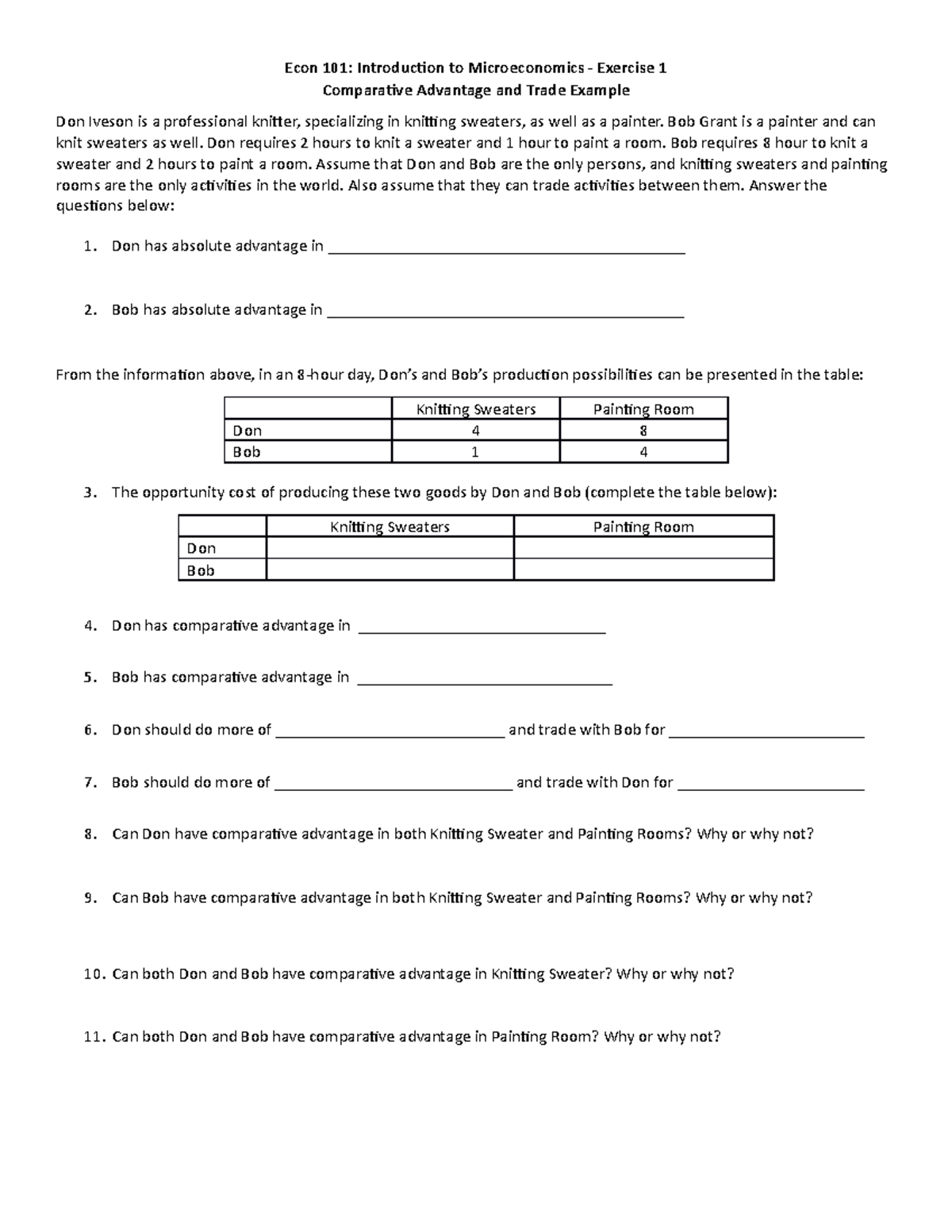 01 Comparative advantage exercise - Econ 101: Introduction to ...