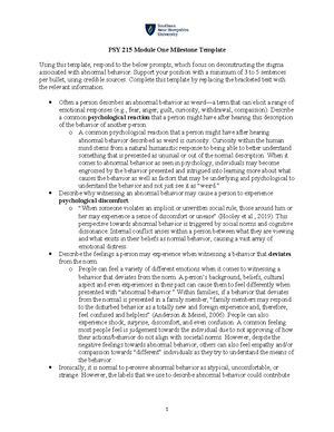 PSY215 - SNHU - Abnormal Psychology - Studocu