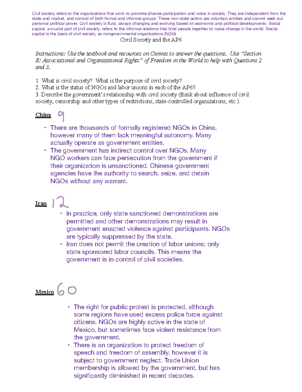 Civil Society and the AP6 - Civil Society and the AP Instructions: Use ...
