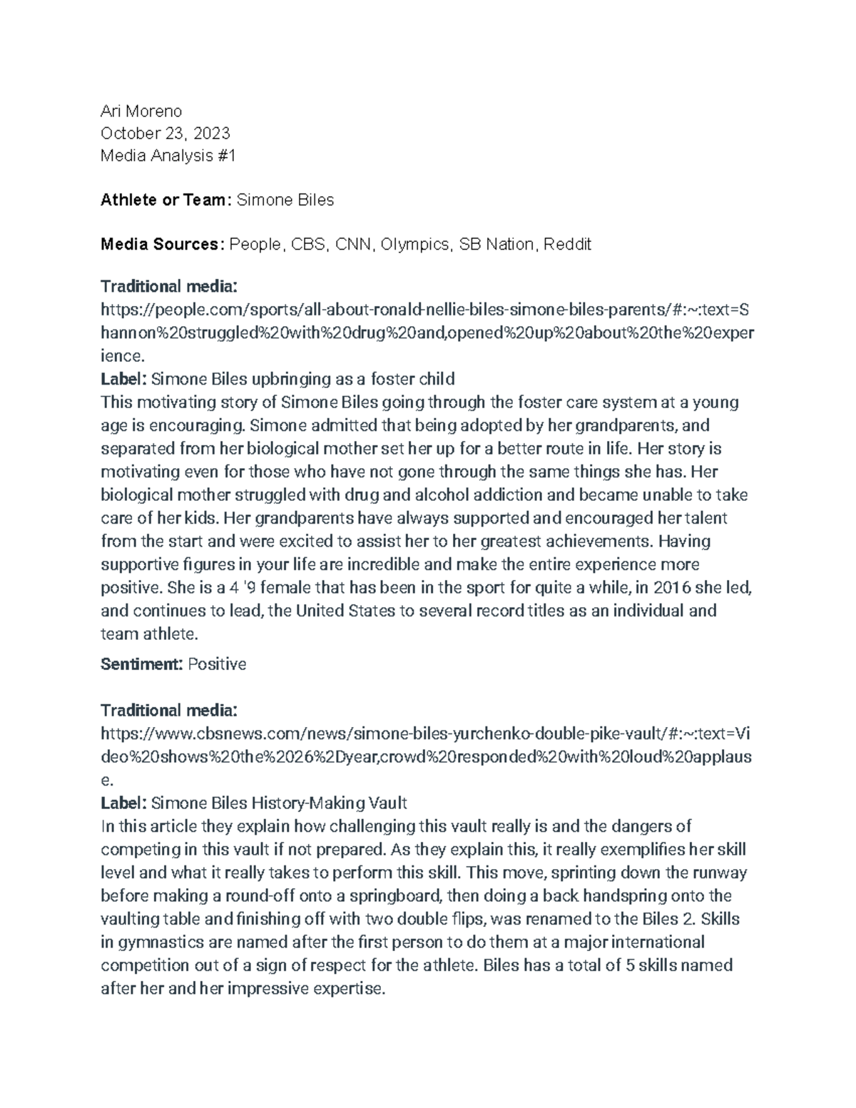 Media Analysis Template - Ari Moreno October 23, 2023 Media Analysis ...