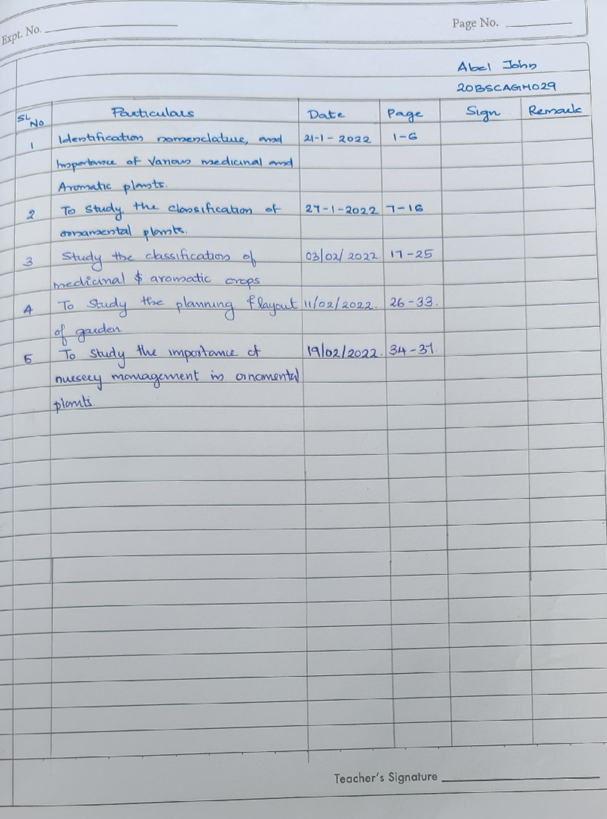 HORT-426 Practical-5 - HORT-426 Practical-5 - Page No. Expt. Abel h ...