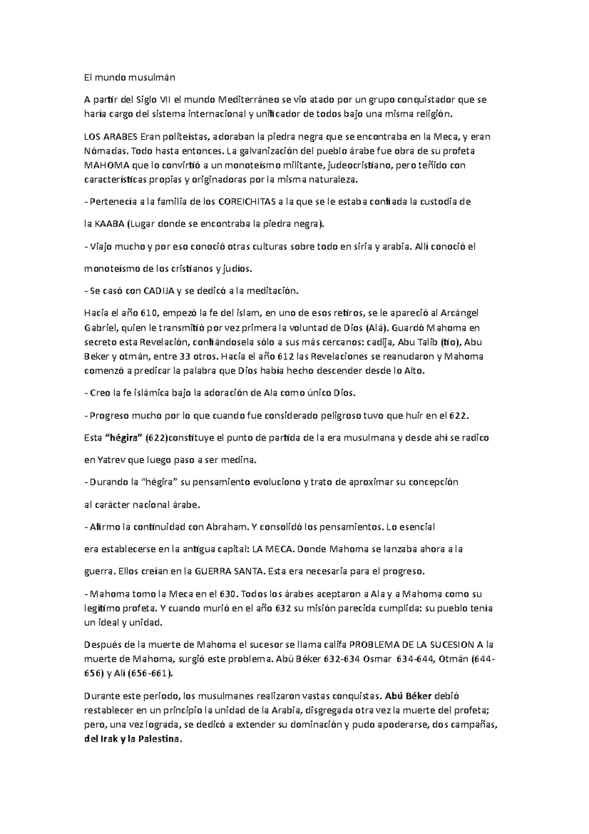 El mundo musulmán - resúmenes parciales - El mundo musulmán A partir ...