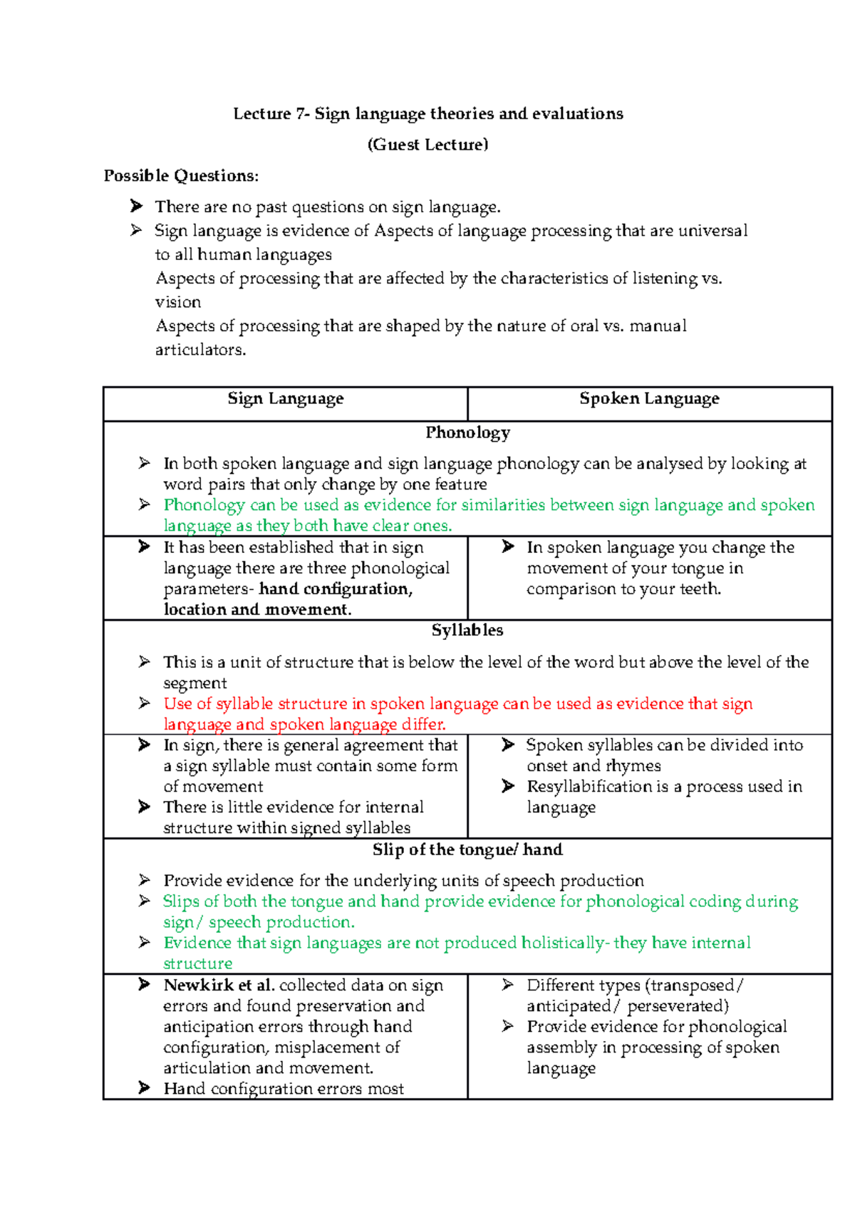 Lecture 7- theories and evaluation sheet - Lecture Sign language ...