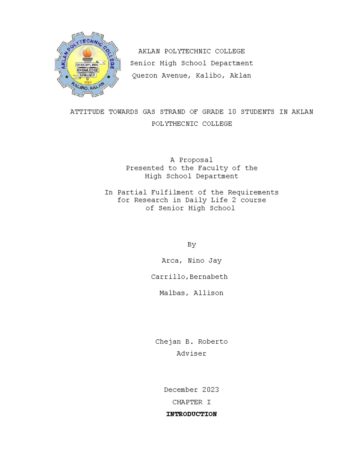 RDL example only for preffernces. - AKLAN POLYTECHNIC COLLEGE Senior ...