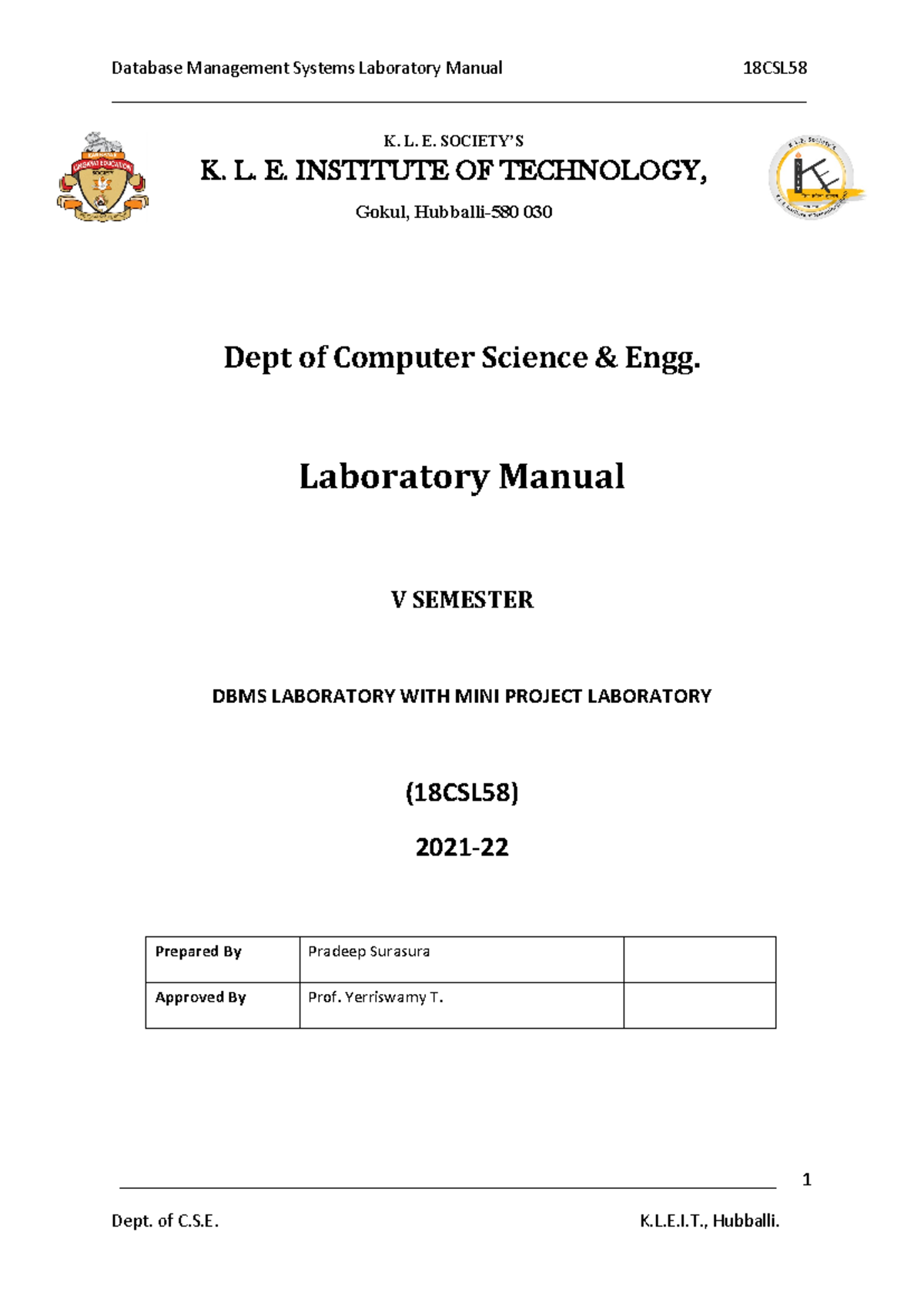 18csl58 2019-20 DBMSfinalmanual - - Studocu