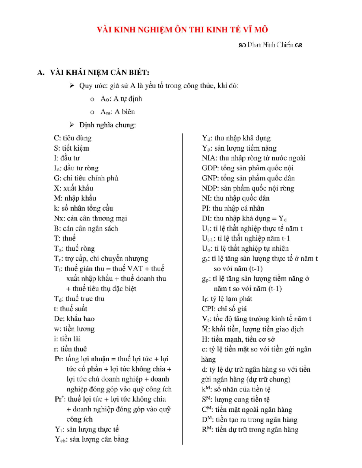 Tóm-tắt-công-thức-KTVM - Kinh tế vi mô - Studocu