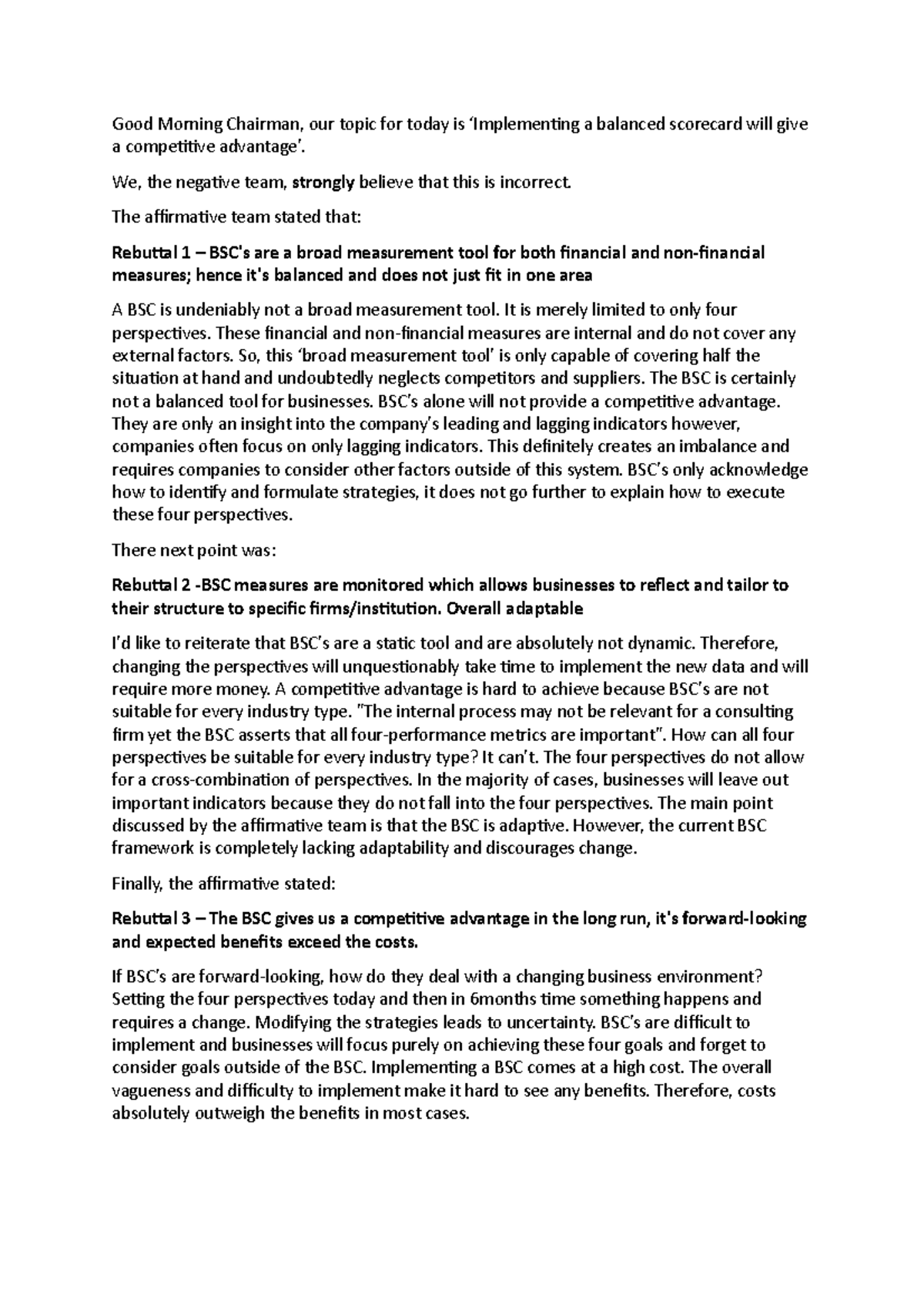 Speaker 3 Updated version - Good Morning Chairman, our topic for today ...