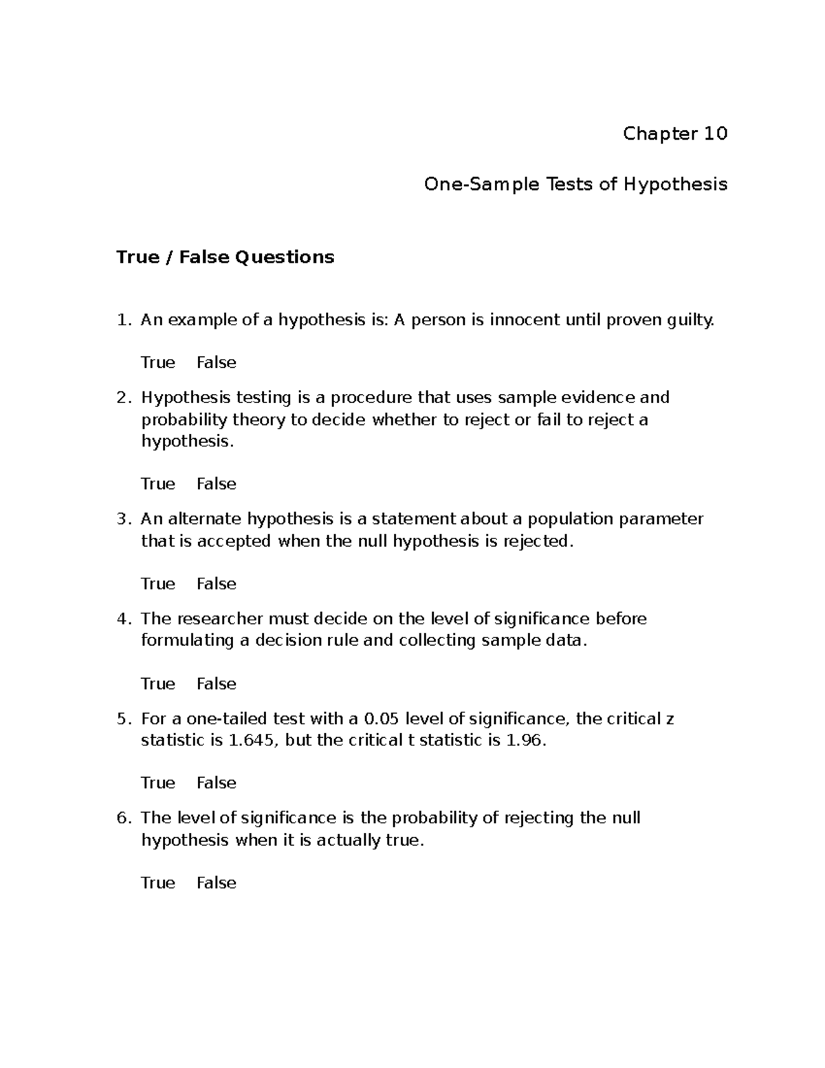 Chap010 - it is about cha1 to ch7 - Chapter 10 One-Sample Tests of ...