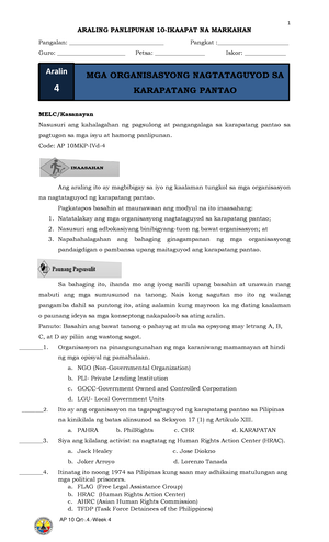 AP10-Q4-MOD1 - ####### 10 Araling Panlipunan Ikaapat na Markahan – Modyul 1 Pagkamamamayan ...