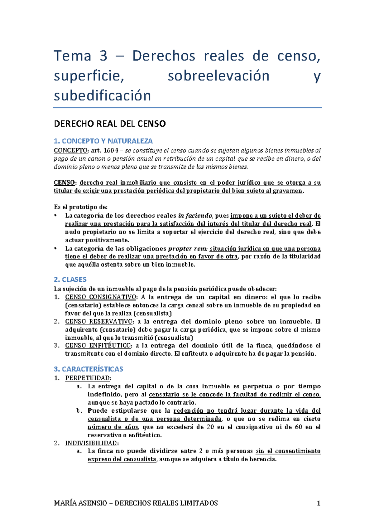 Tema 3 - Censo - Jesús Sieira - Tema 3 – Derechos reales de censo ...
